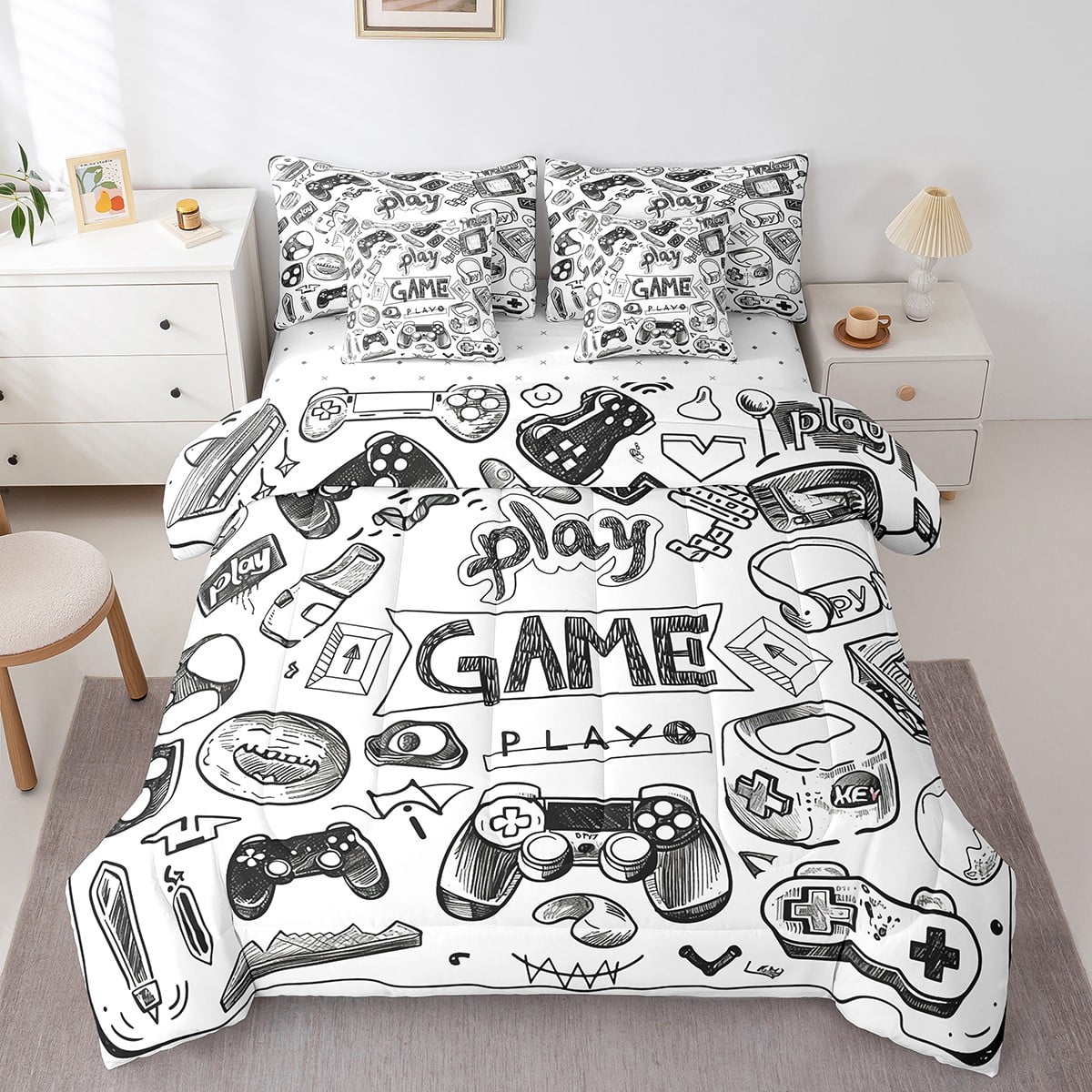 Game Bedding Sets ,Gaming Comforter Set Full, Video Games Bed in a Bag ...