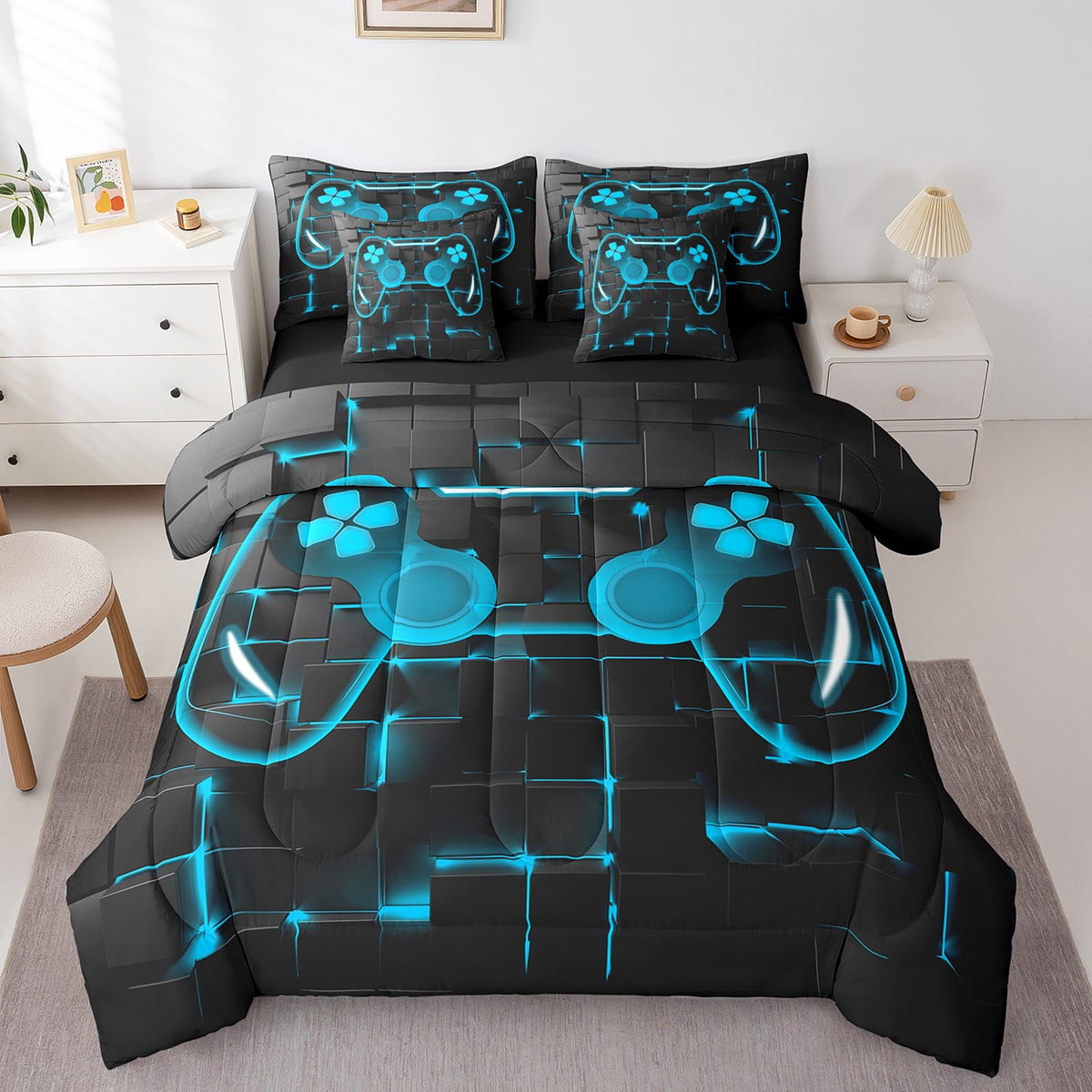 Game Bedding Sets ,Mint Green Gaming 7 Pcs Comforter Set Twin, Gamer ...