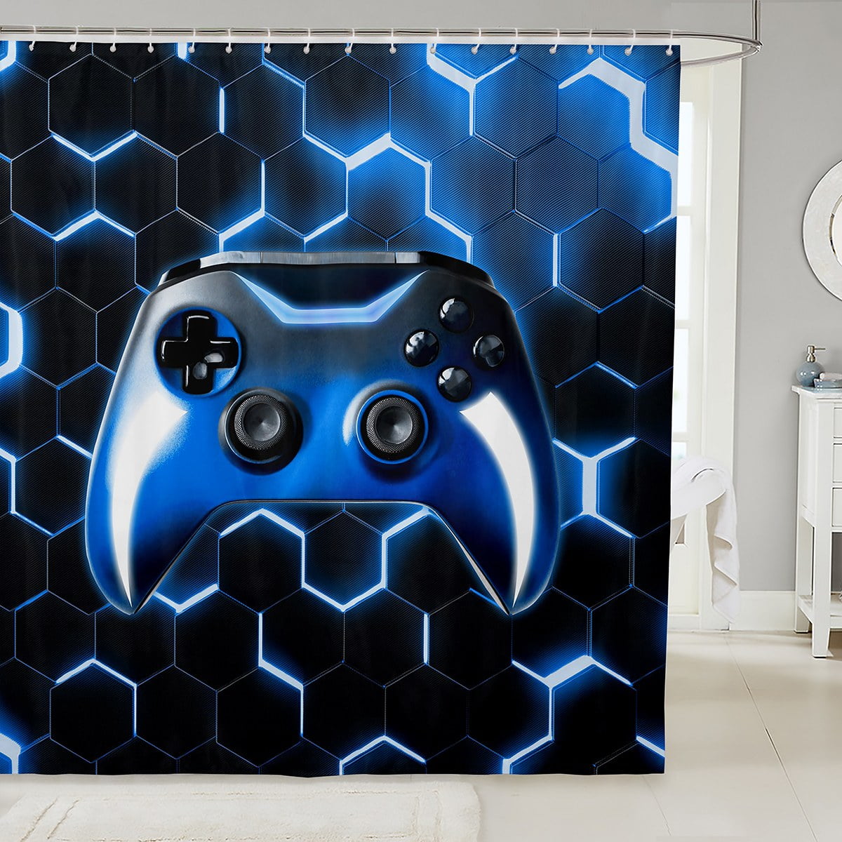 Game Console Bathroom Shower Curtain Sets Gamer Gifts 3D Gaming ...