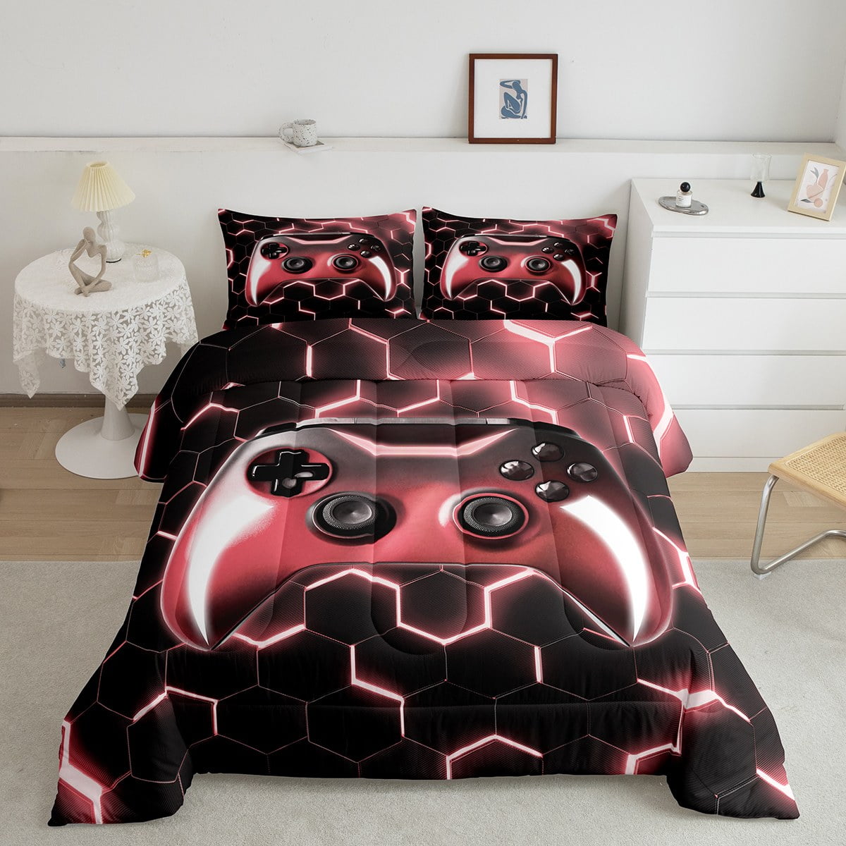 YST Game Console Bedding Comforter Sets Teen Boys Brick Red Gamer ...