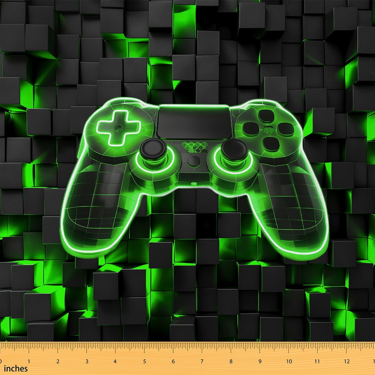 Gamepad Fabric By The Yard,Green Gamer Room Decor Decorative Fabric ...