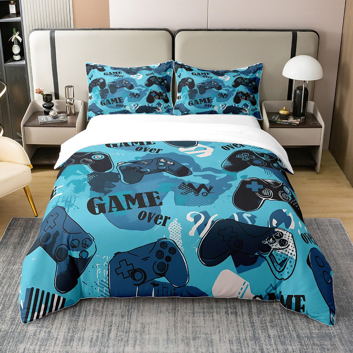 YST Gamer 100% Organic Cotton Duvet Cover Queen for Kids,Gaming ...