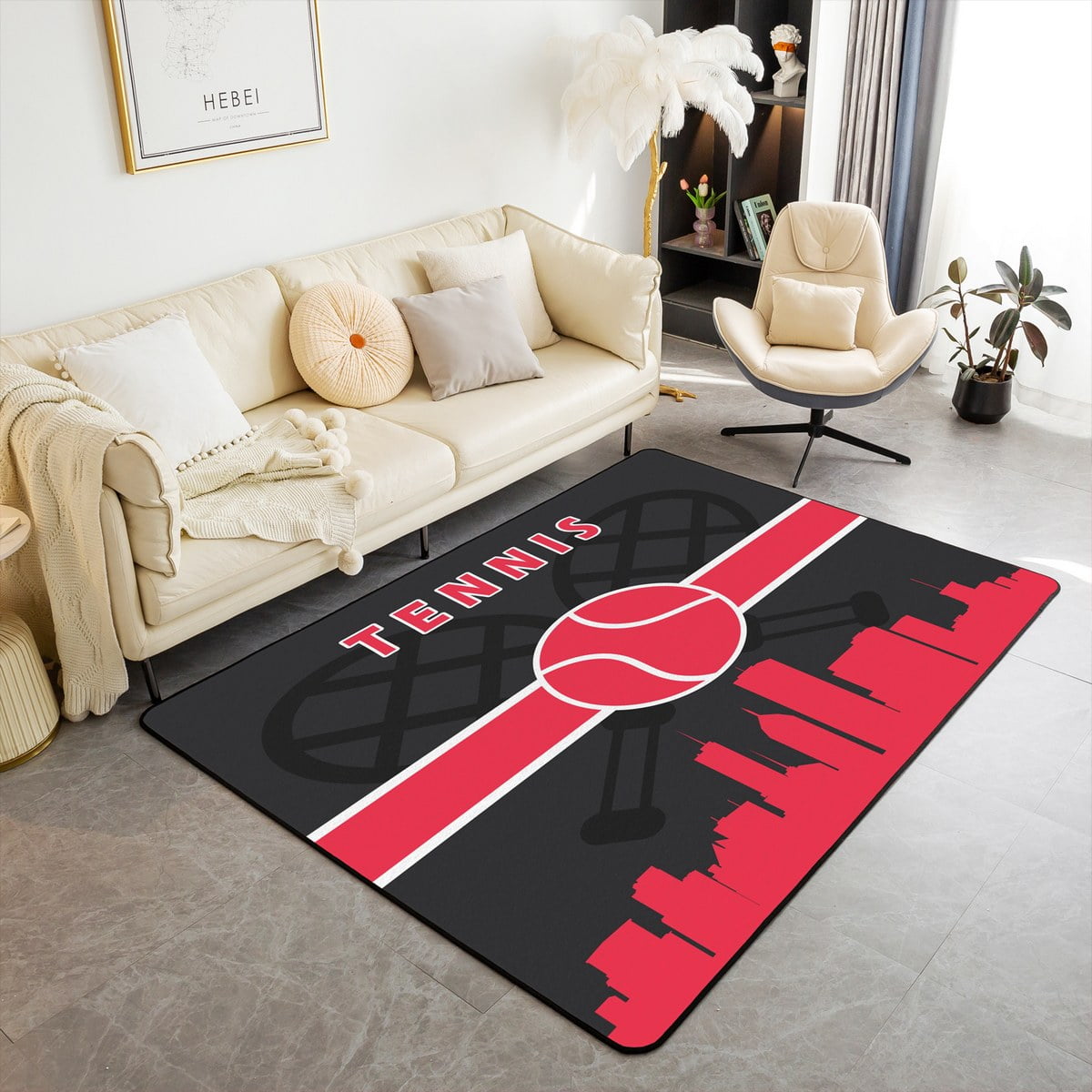 Erosebridal Gamer Area Rug 3x5 Tennis Rug , Black Red Carpet Runner Non ...