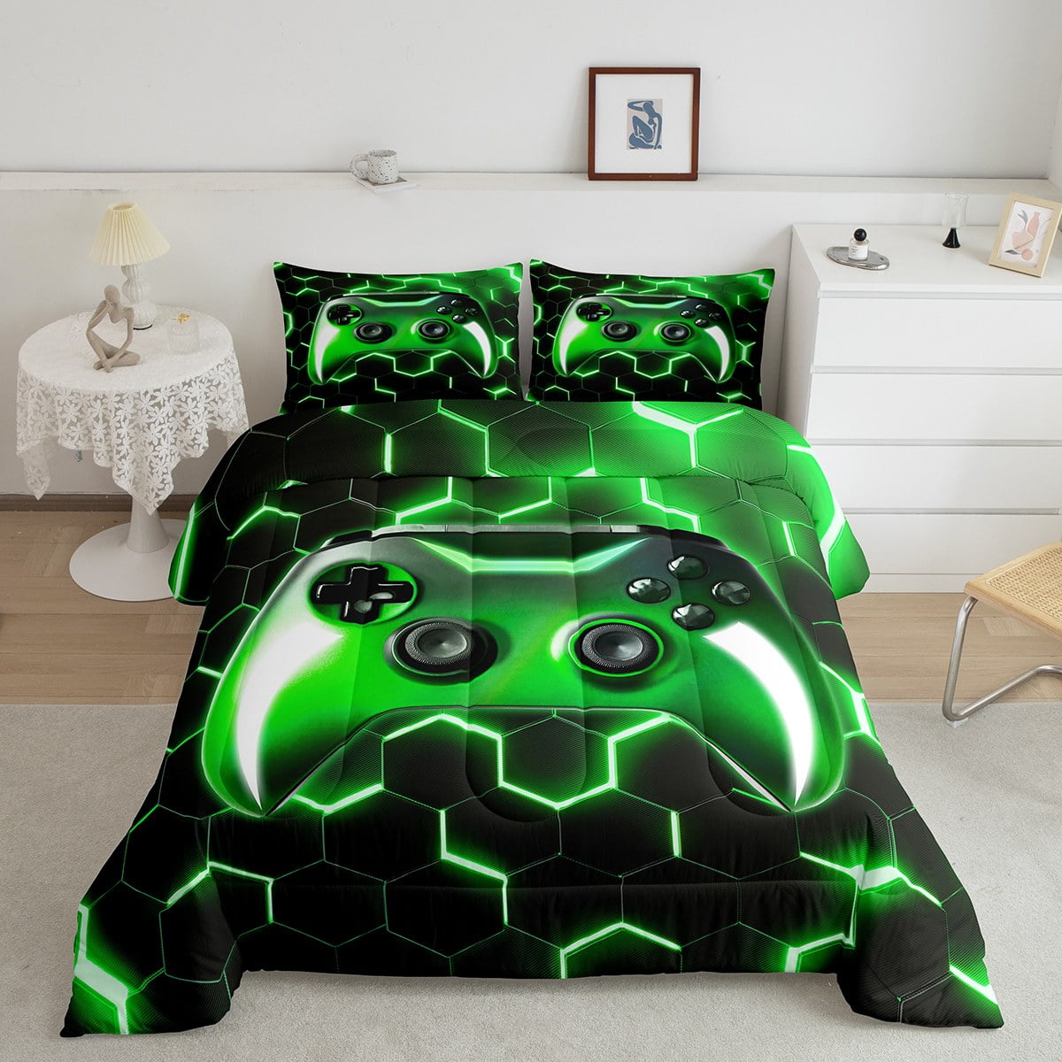 YST Gamer Bedding Set Gaming Comforter Sets for Boys Teens 3D Game Console Bedding Comforter ...