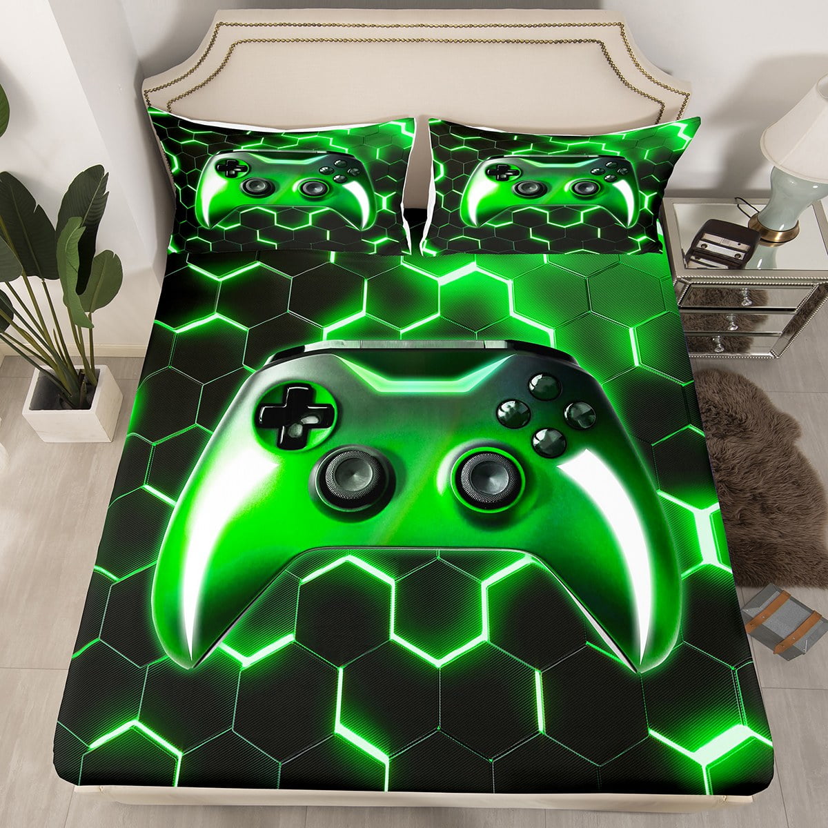 YST Gamer Bedding Set Gaming Fitted Sheet for Boys Teens 3D Game ...
