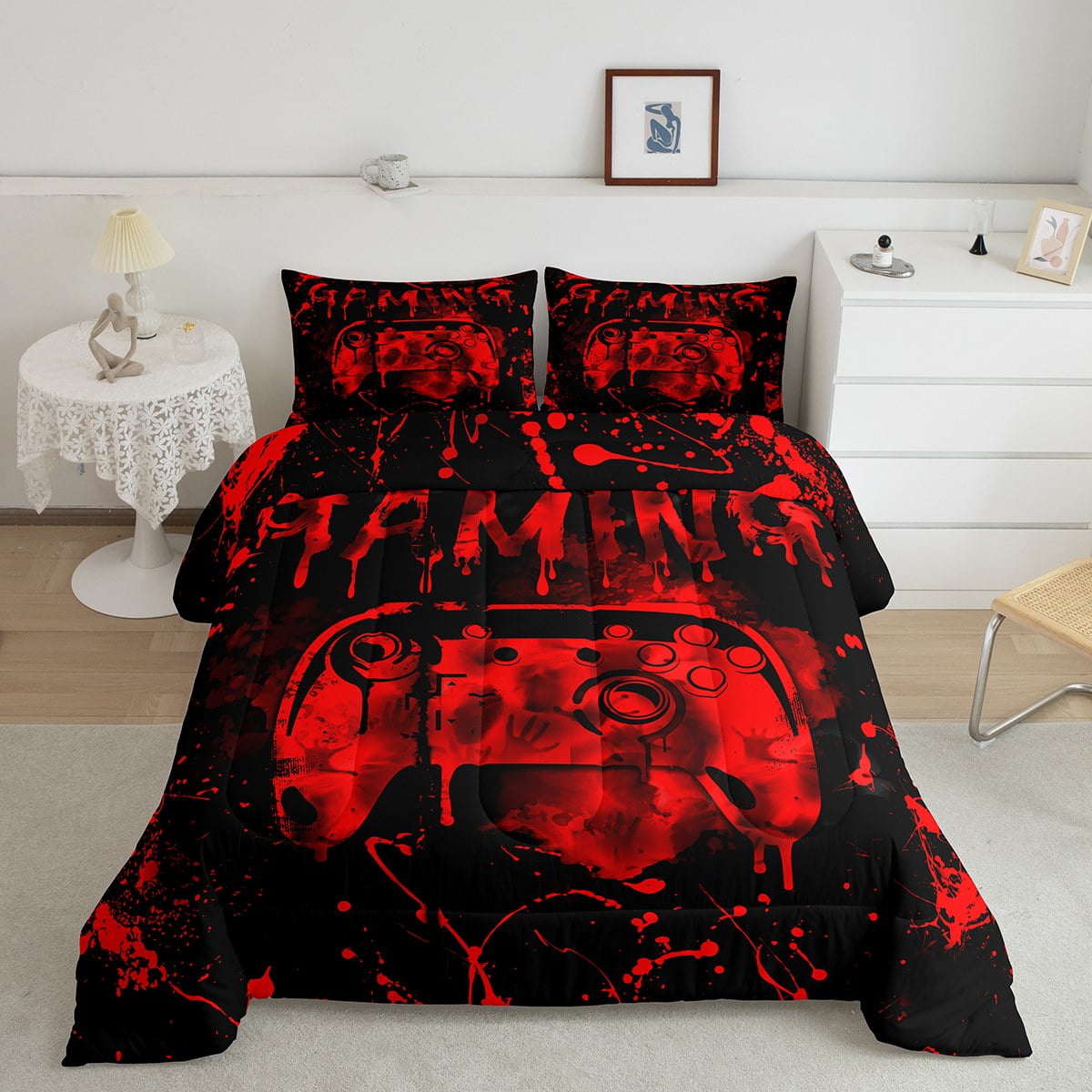 Gamer Bedding Sets Full Size,Gaming Comforter Sets Teens Gamepad ...
