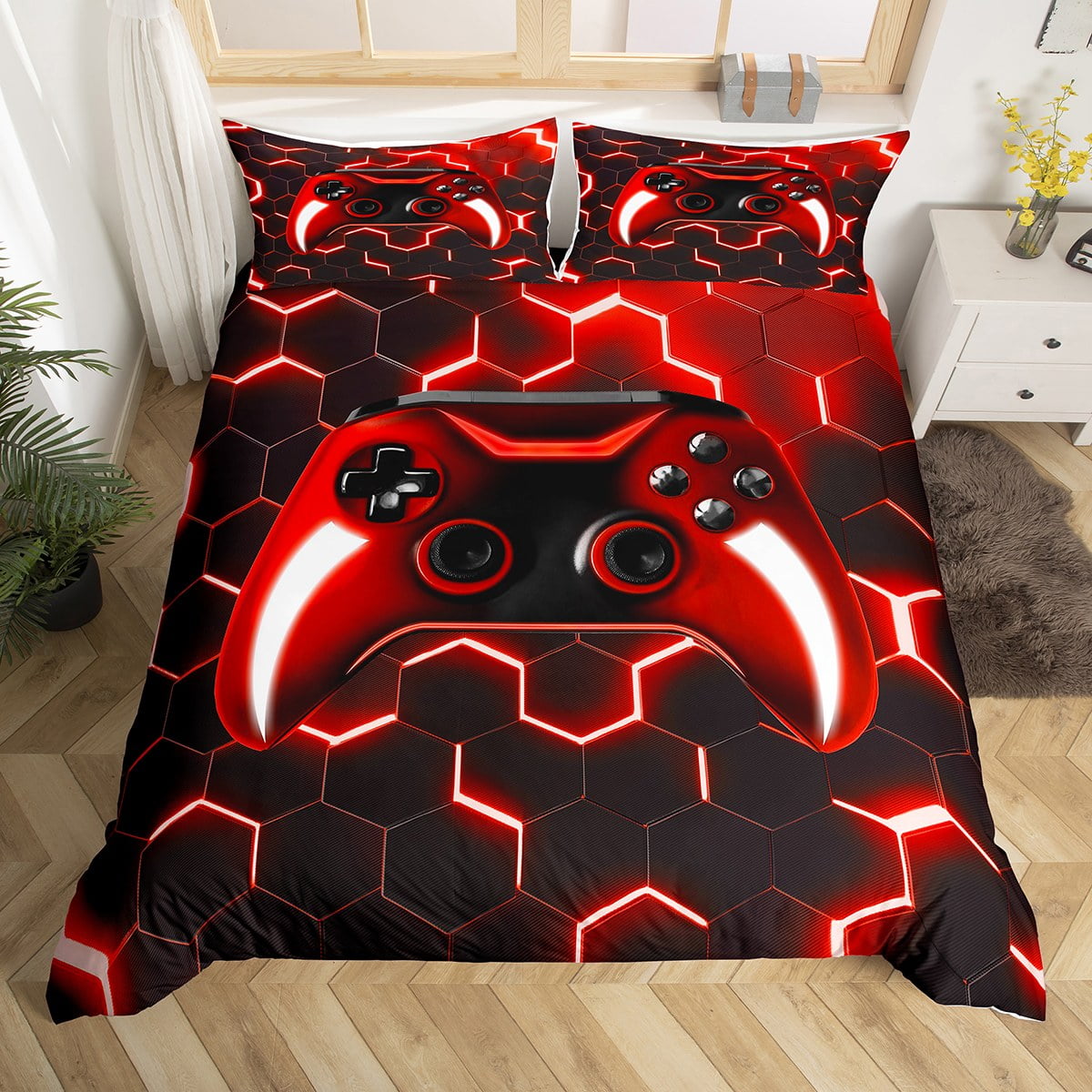 Gamer Comforter Cover Teens King Size Gaming Controller Duvet Cover ...