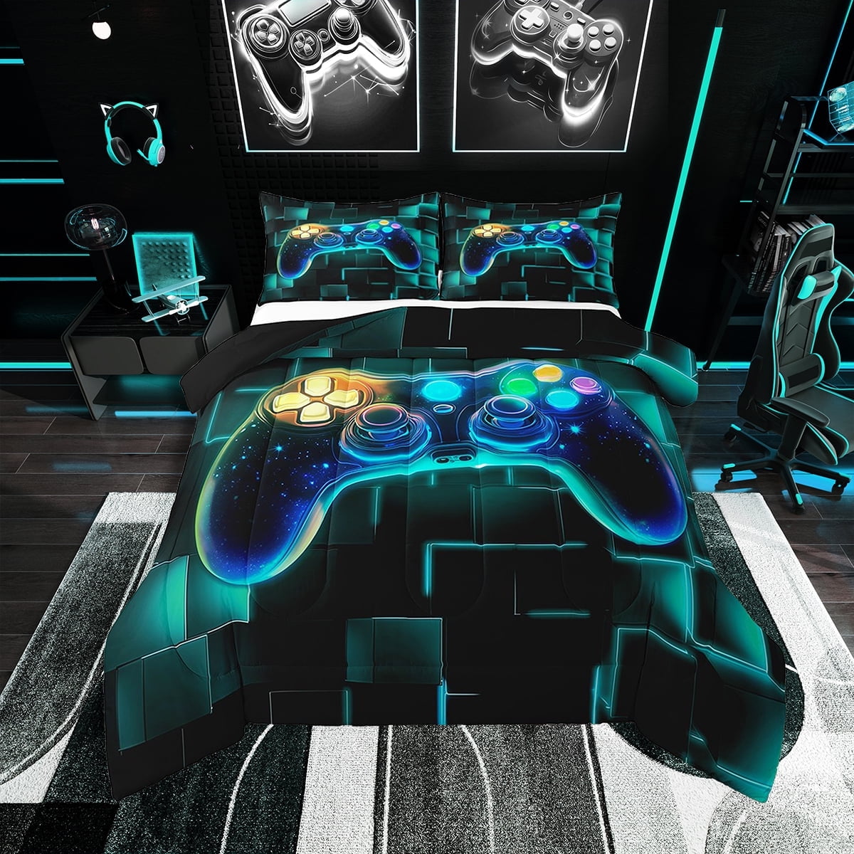 Gamer Comforter Set King,Gaming Bedding,Video Games Controller Gamepad ...