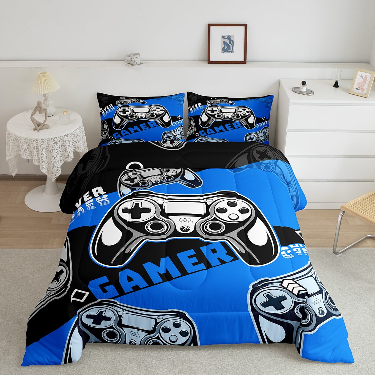 Erosebridal Gamer Comforter Set Video Game Bedding Set Queen Teens ...