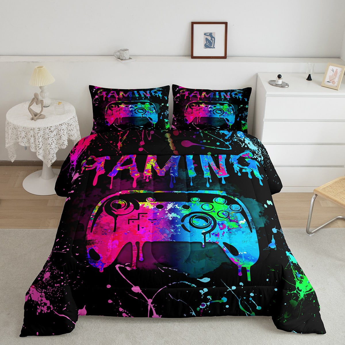 YST Gamer Comforter Sets for Boys Twin Size,Gaming Bedding Sets for ...