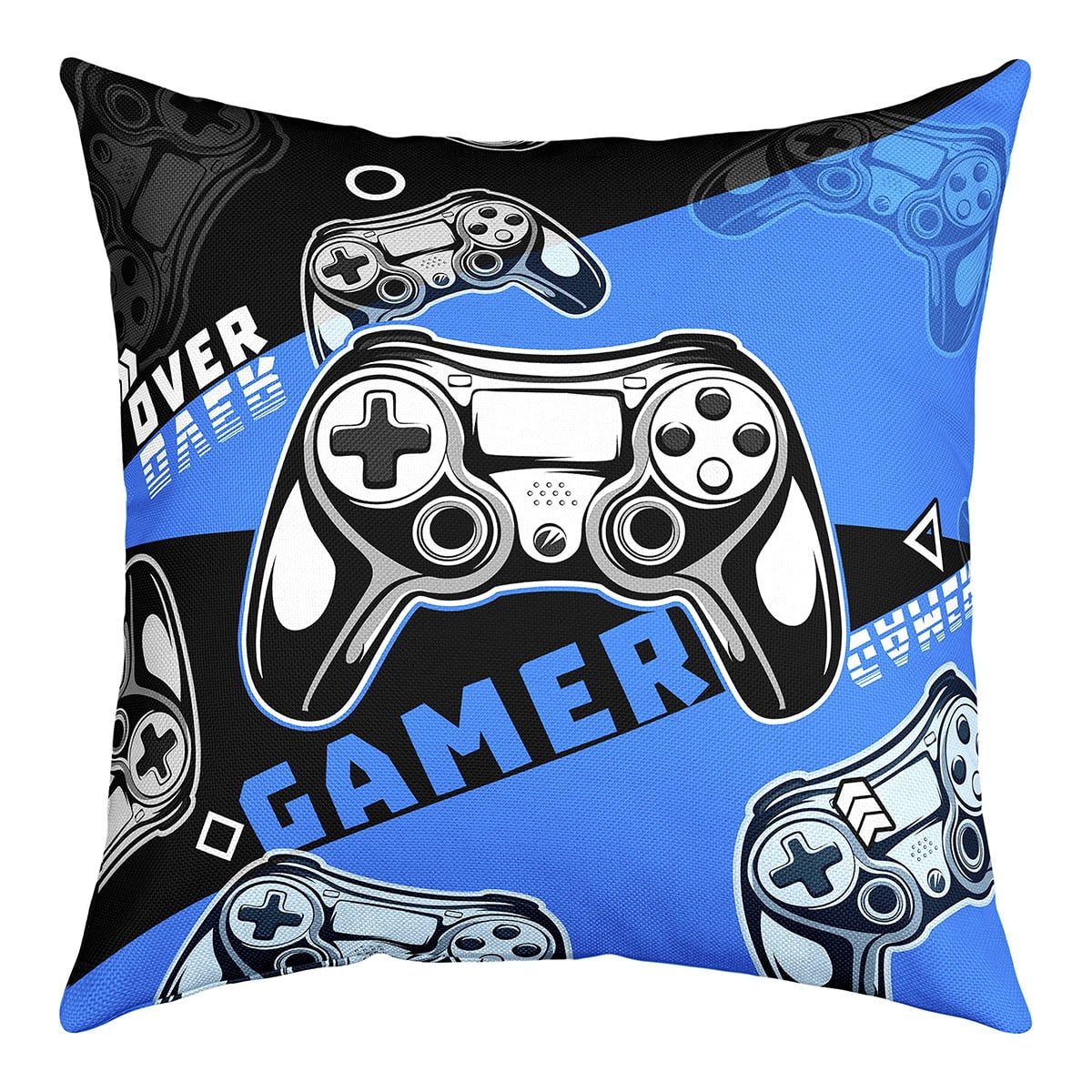 Gamer Cushion Cover Black and Blue Gaming Throw Pillow Cover 18x18 Inch ...