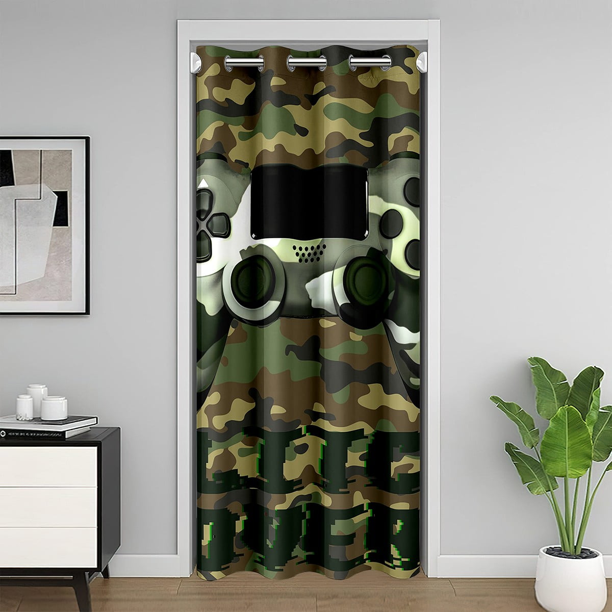 YST Gamer Door Curtains For Doorways,Reversible Green Camouflage Closet ...