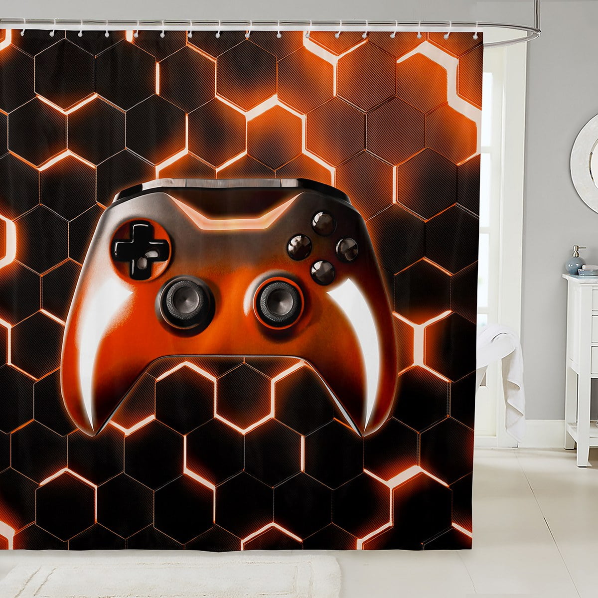 YST Gamer Gifts Shower Curtain Gaming Gamepad Bathroom Shower Curtain ...