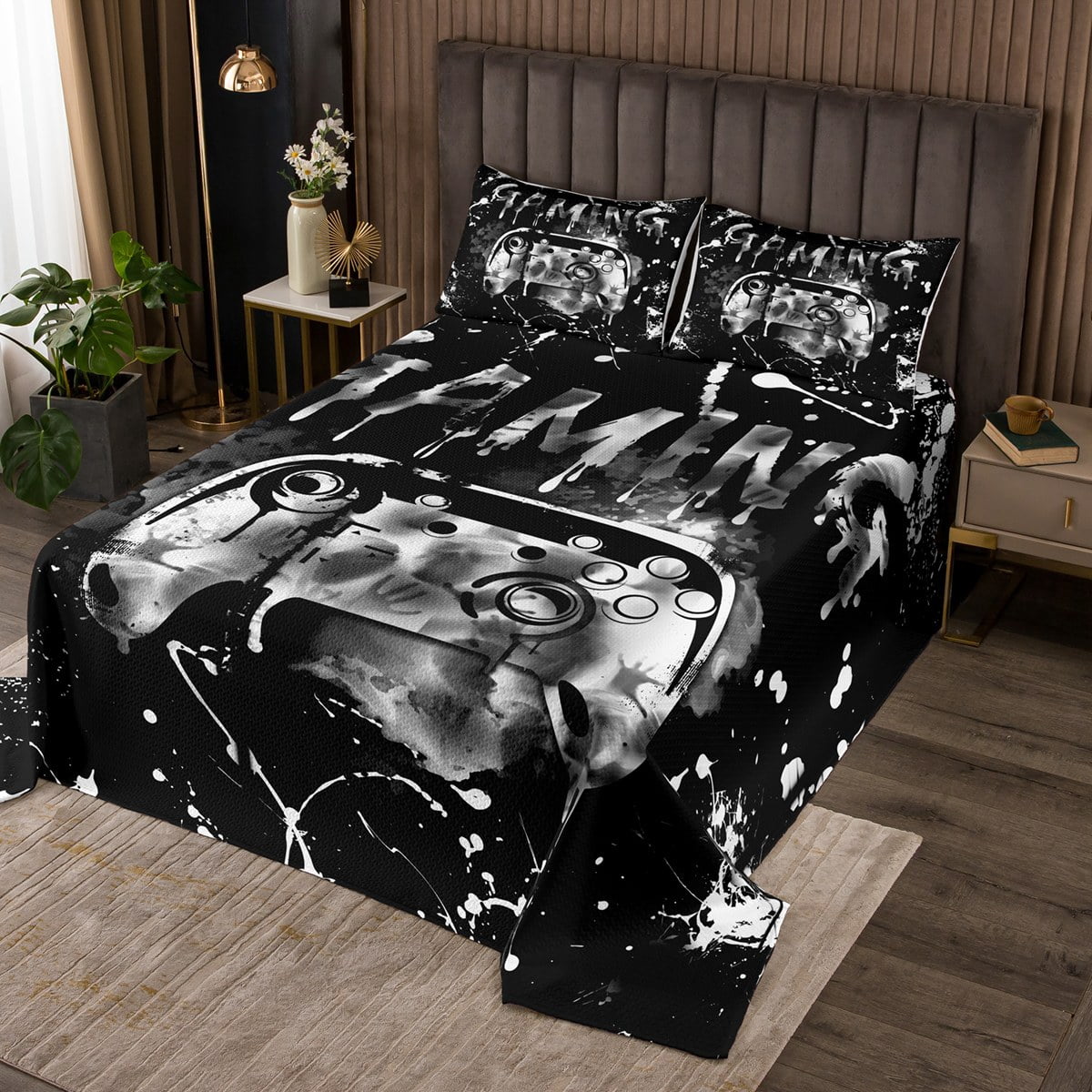 Erosebridal Gamer Quilt Set Twin Size,Gaming Bedspread Set Teens Gamer ...