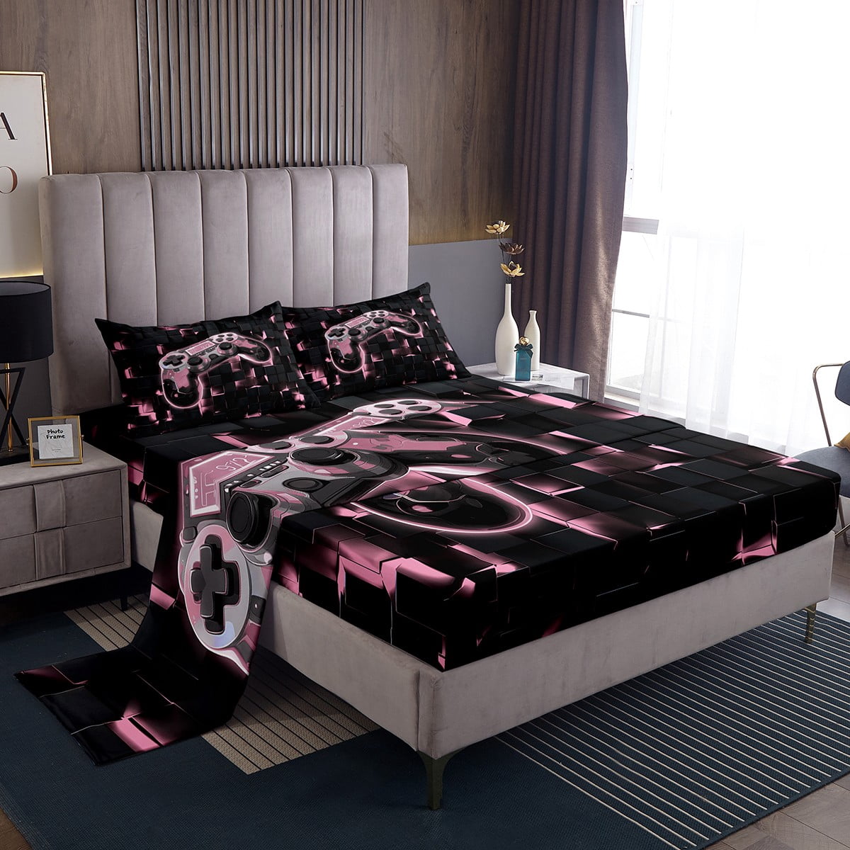 Erosebridal Gamer Sheets Full Size Game Console Bed Sheets Set Teen 3D ...