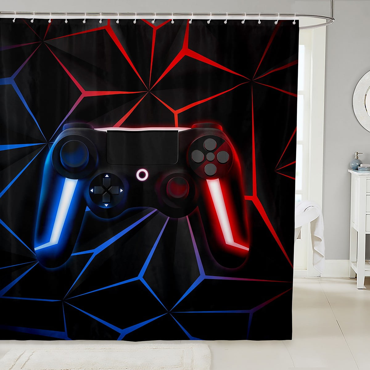 YST Gamer Shower Curtain Gaming Console Fabric Shower Curtain For Boys ...