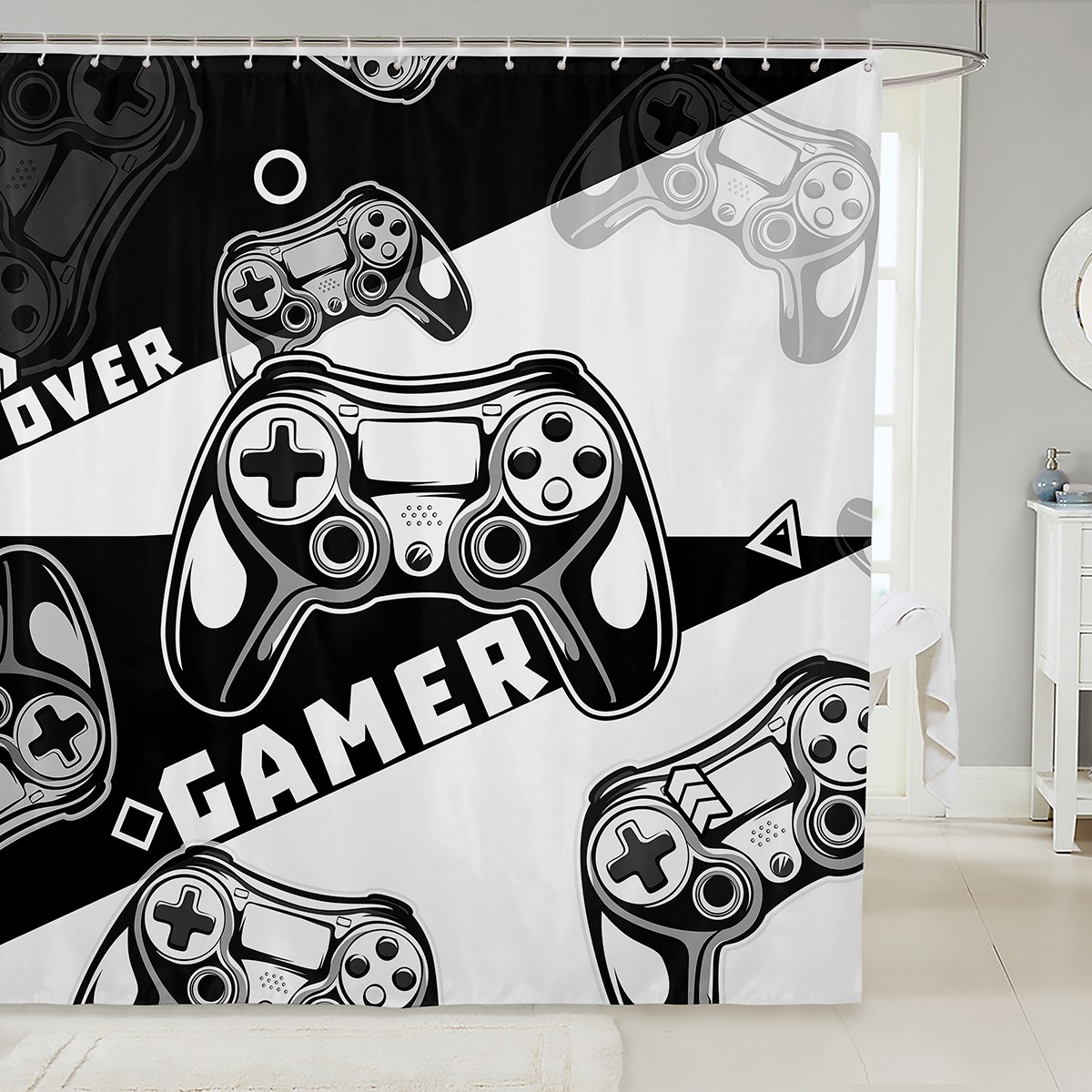 Gamer Shower Curtain Set ,Video Game Bathroom Accessories,Gaming Shower ...