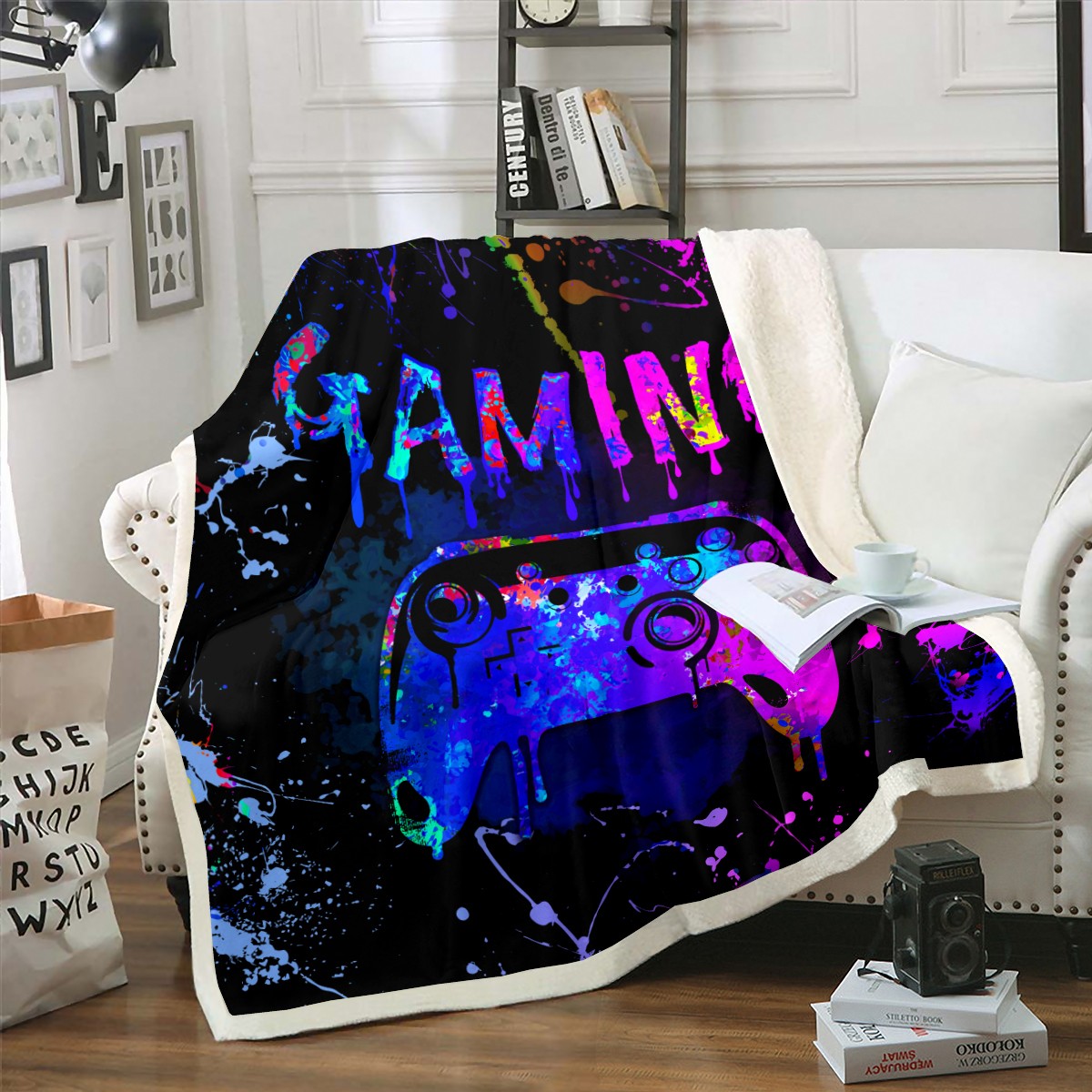 Gamer Throw Blanket Gaming Blanket Bedroom,Gamepad Console Gamer Fleece Blanket Video Game Room ...