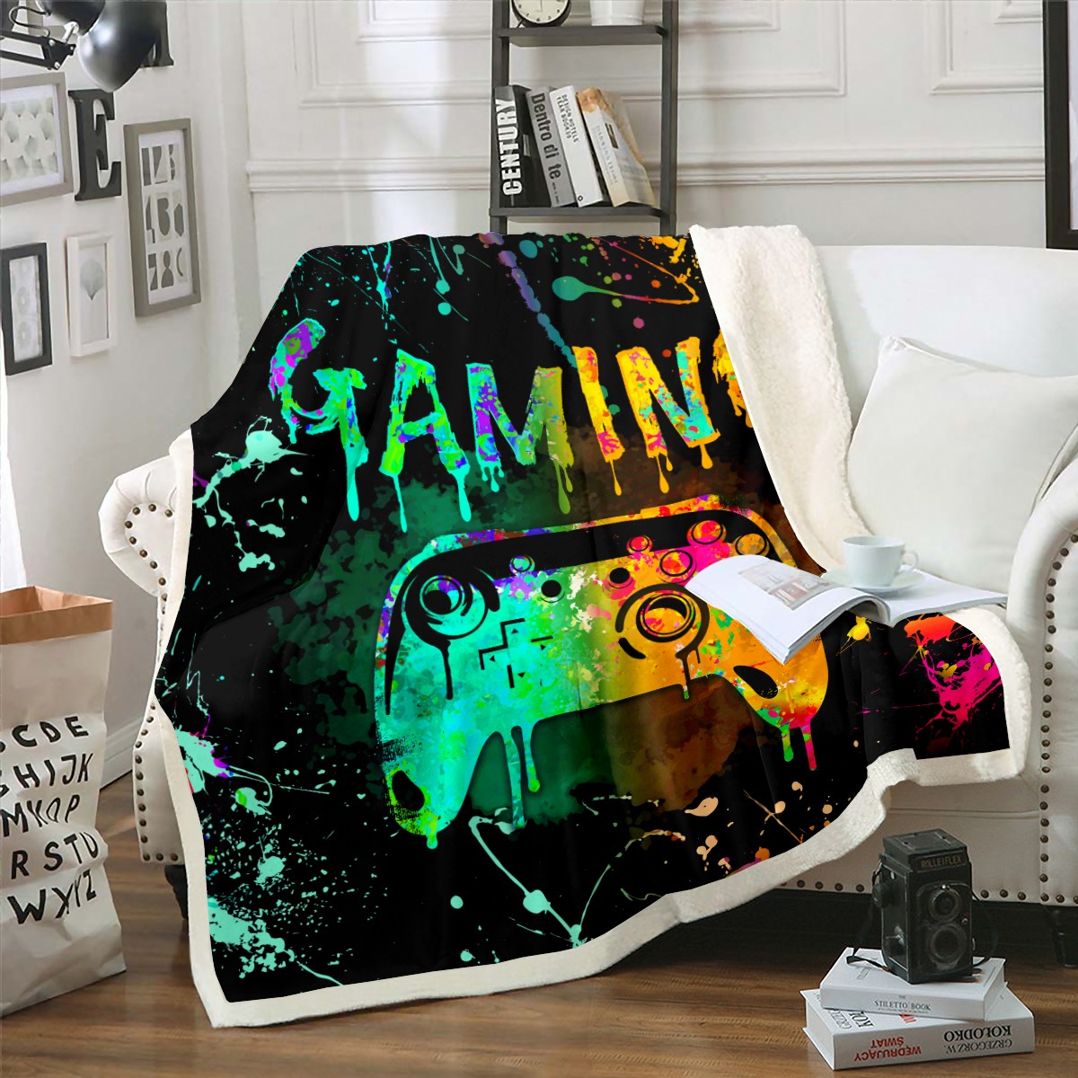 Gamer Throw Blanket Gaming Blanket Bedroom,Gamepad Console Gamer Fleece ...