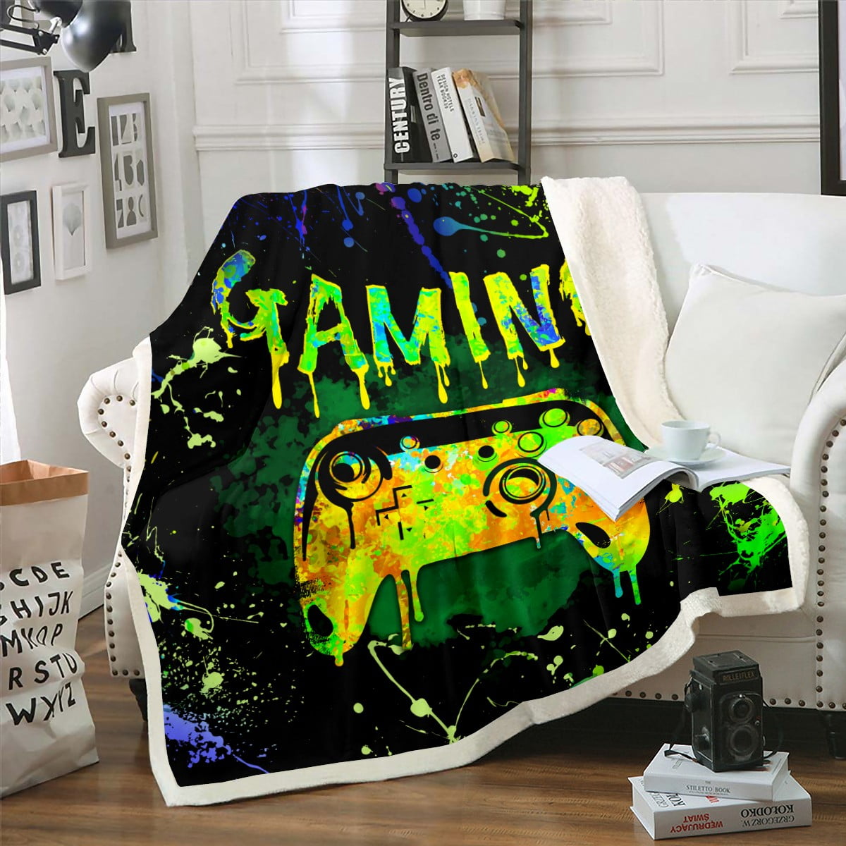 Gamer Throw Blanket Gaming Blanket Bedroom,Gamepad Console Gamer Fleece ...