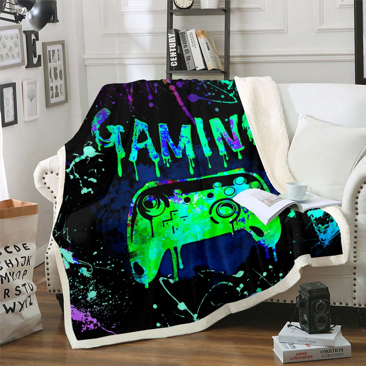 YST Gamer Throw Blanket Gaming Blanket for Boys Girls Teens Gamer Room ...