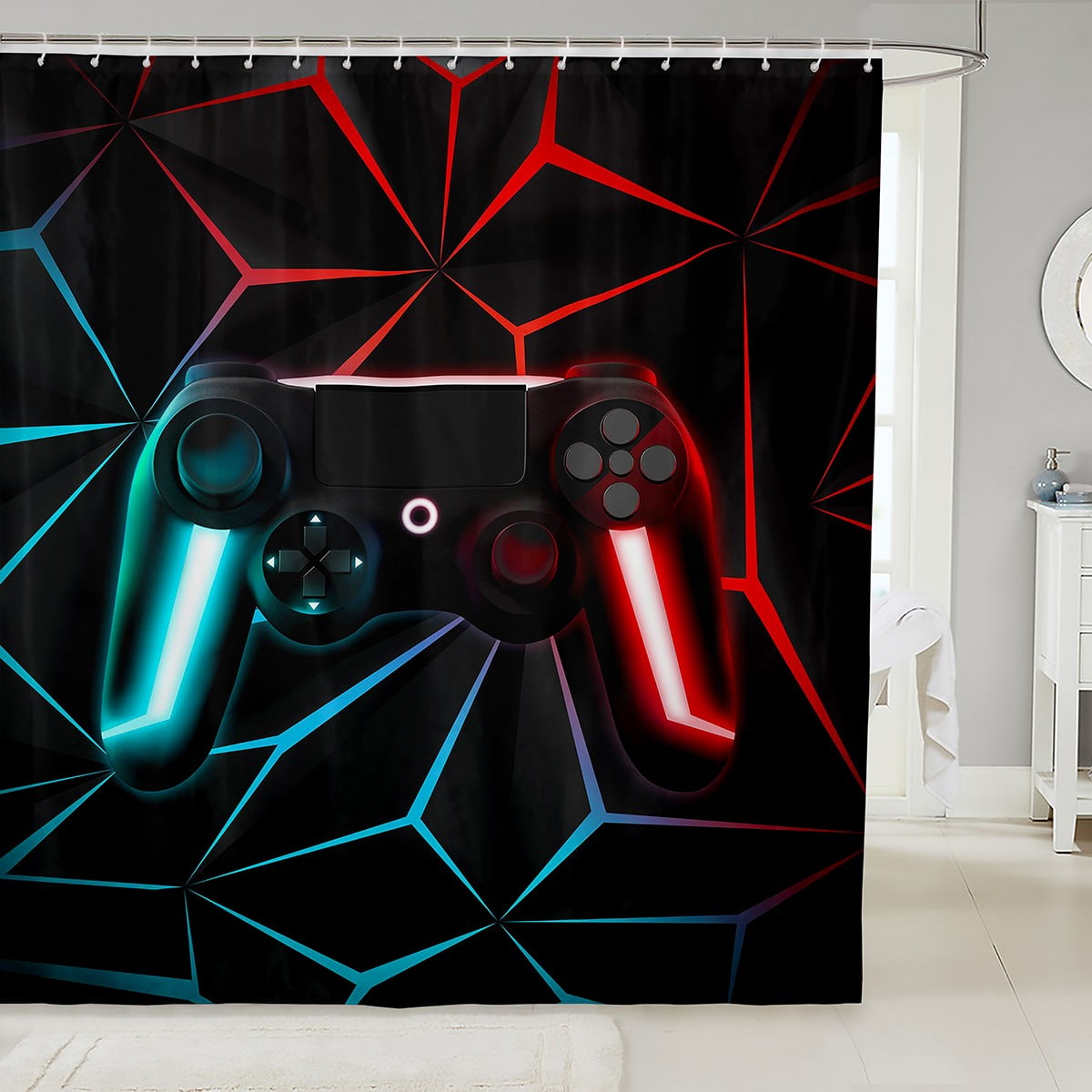 YST Gaming Bathroom Shower Curtain Sets Gamer Console Shower Curtain ...