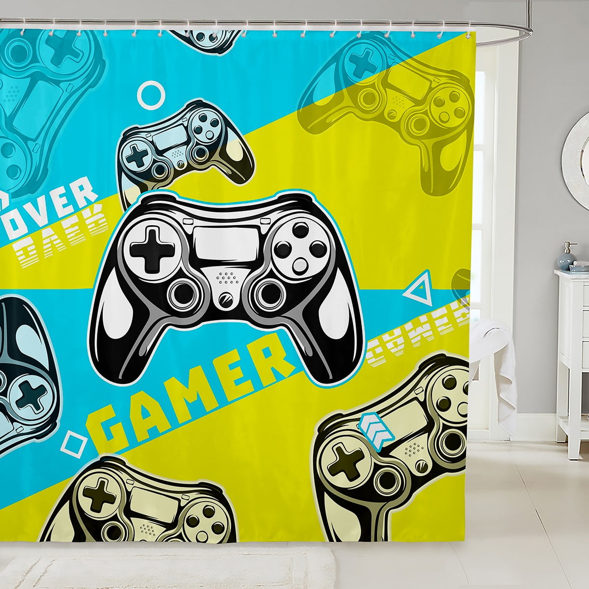 Gaming Bathroom Accessories Gamer Shower Curtain Set,Video Games Shower ...