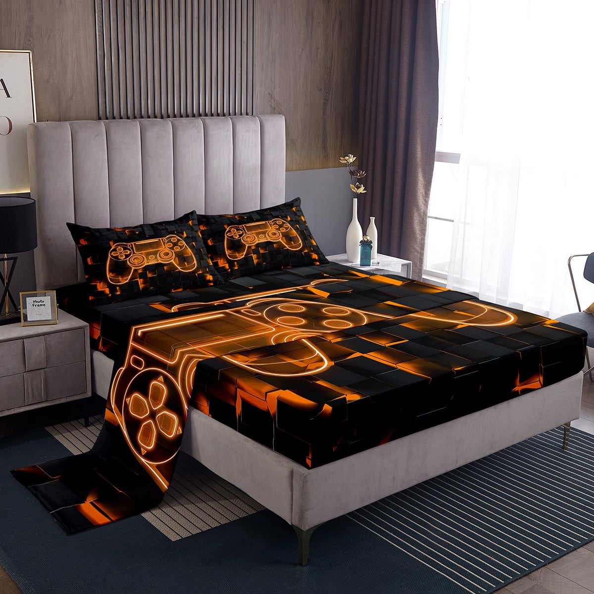 YST Gaming Bed Sheets For Twin Size Bed, Modern Gamer Sheet Sets For ...