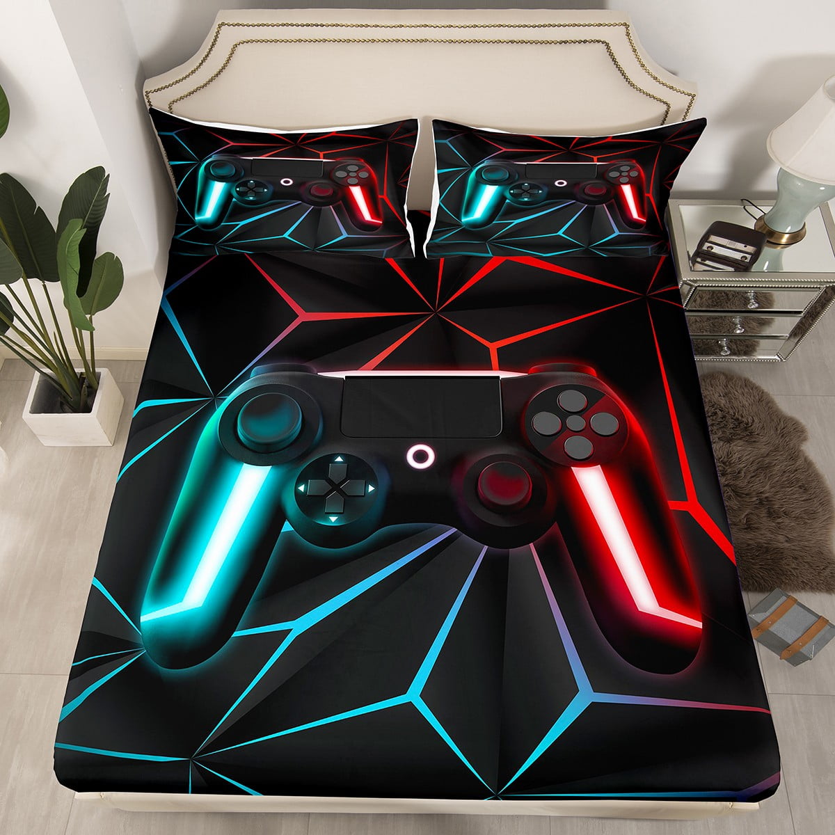 Erosebridal Gaming Bed Sheets Gamer Console Fitted Sheet Teens Gaming ...