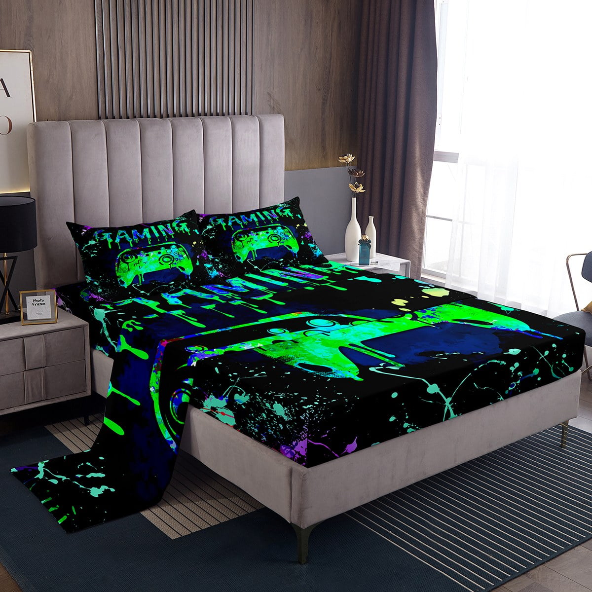 Erosebridal Gaming Bed Sheets Queen Size,Gamer Sheet Set Teens Gamer ...