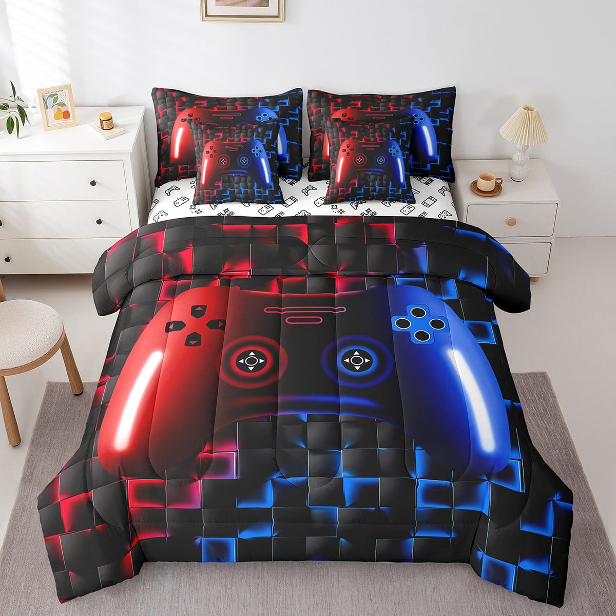 Erosebridal Gaming Bedding Sets 7 Piece,Twin Size Comforter Set 3D ...