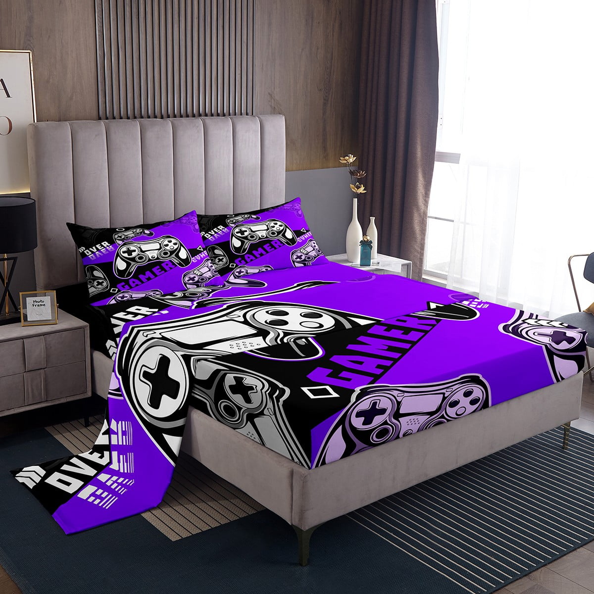 YST Gaming Bedding Sets for Boys Gamer Sheet Set Queen Size,Video Games ...