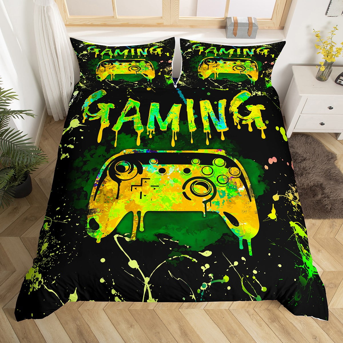 Erosebridal Gaming Bedding Sets Queen,Gamer Duvet Cover Teens,Video ...