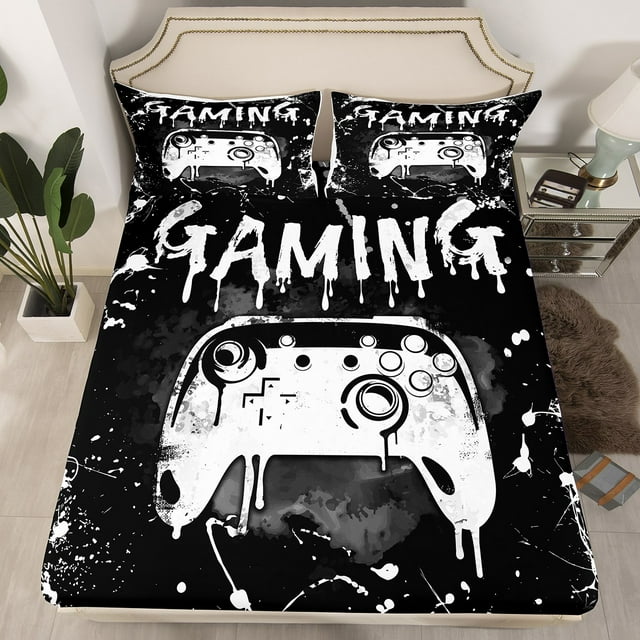 YST Gaming Bedding Sets for Boys Queen,Gamer Fitted Sheet for Boys ...