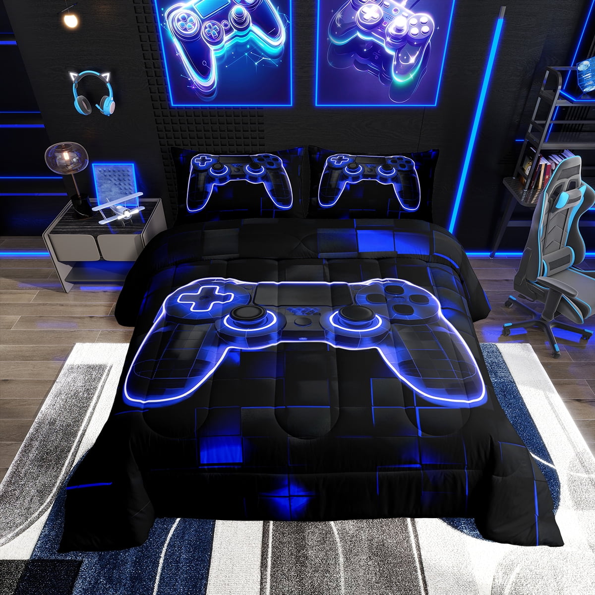 YST Gaming Comforter for Boys Teen Full,Geometric Game Controller ...