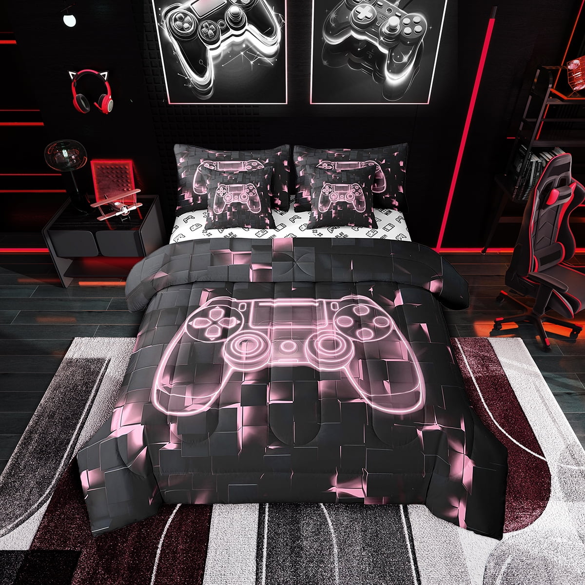 YST Gaming Comforter Twin For Boys, Video Games Fitted Sheet Gamer ...