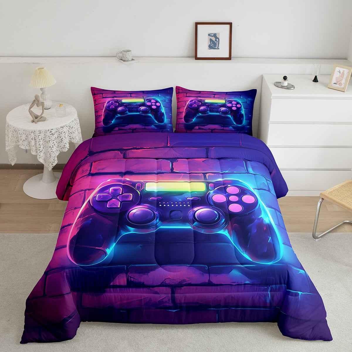 YST Gaming Full Size Comforter Set Game Gamer Bedding Set For Kids Boys ...