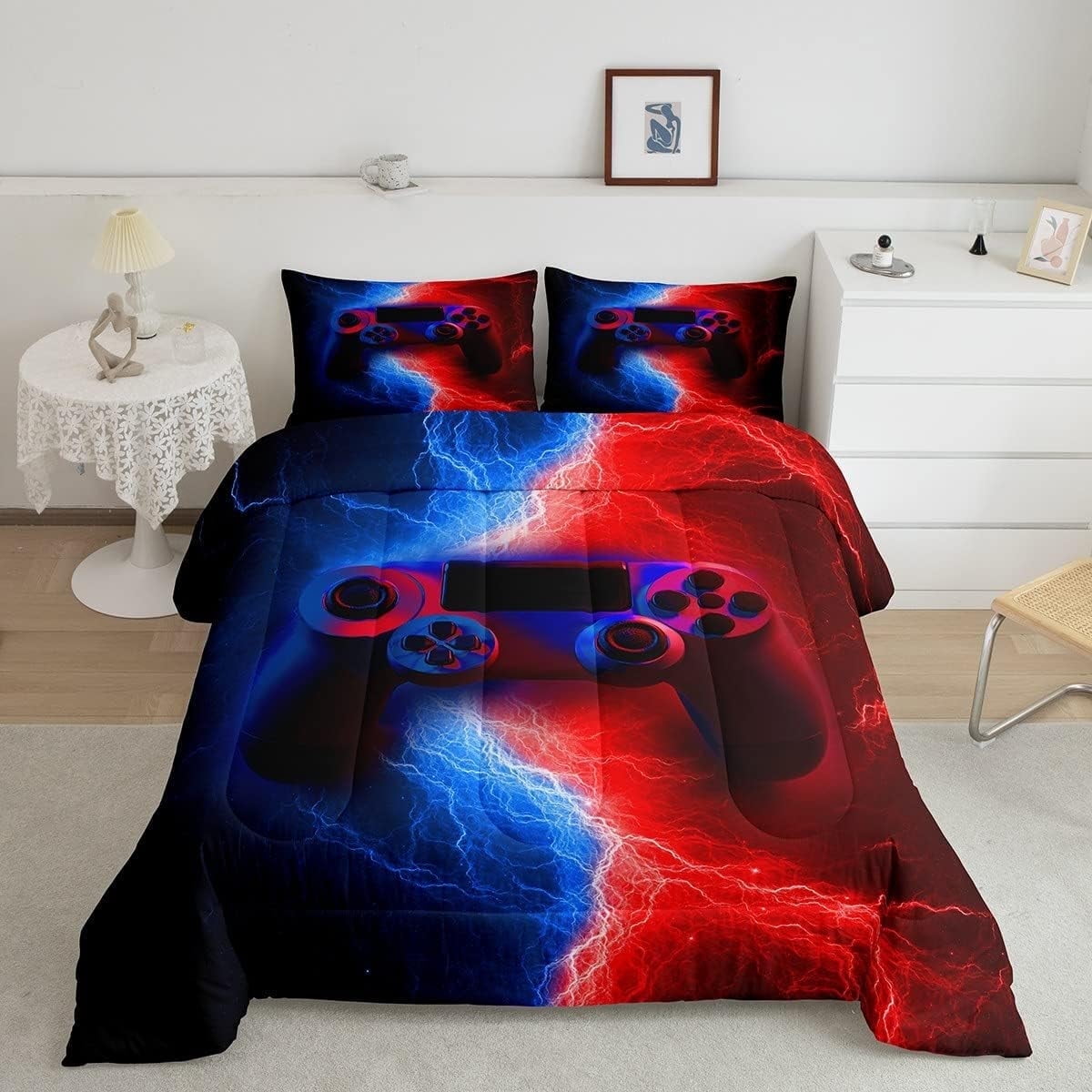 Free Shipping! Gamer Gaming Duvet Insert Full Size,Lightnings Gamepad ...