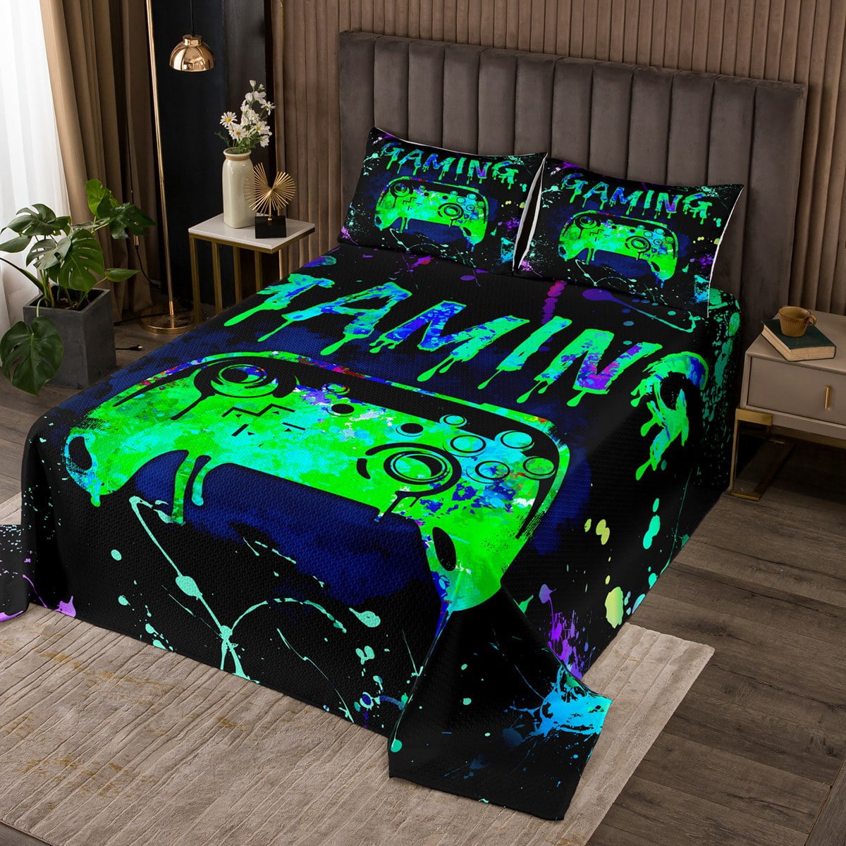 Erosebridal Gaming Quilt Set King Size,Gamer Bedspread Set Teens Gamer ...