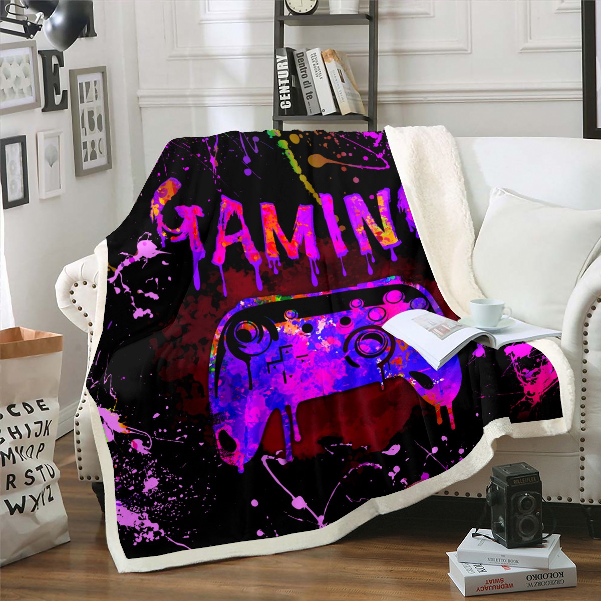 YST Gaming Throw Blanket Gamer Blanket Video Game Room Decor,Gamepad ...