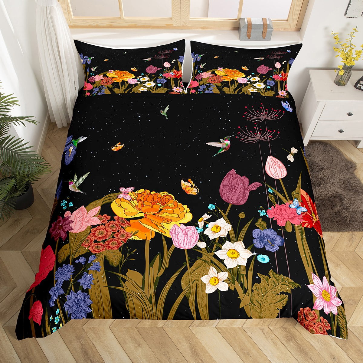 YST Garden Flowers Comforter Cover Spring Flowers Floral Bedding Sets ...