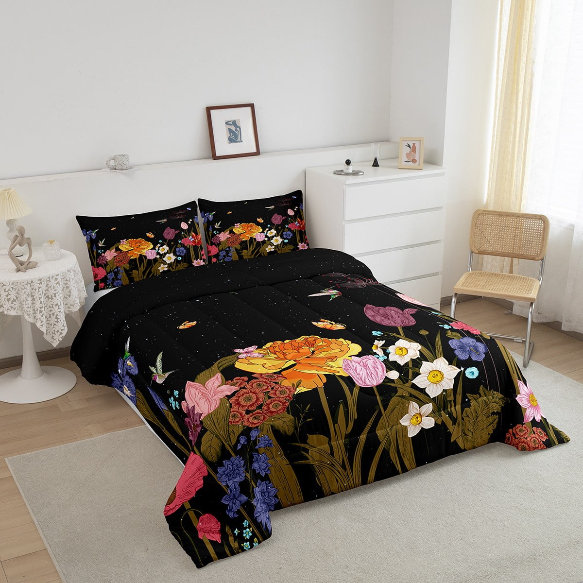 Erosebridal Garden Flowers Comforter Set Spring Flowers Floral Bedding ...