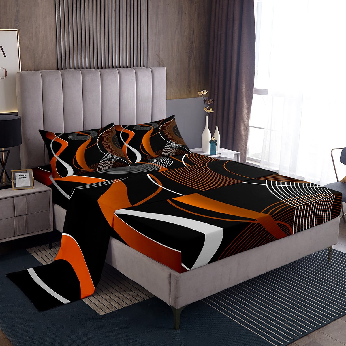 YST Geometric Bed Sheets Set Twin, Stripe Line Sheet Set For Men Women ...