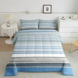 Geometric Comforter Set Twin Size Color Block Stripe Blue Black White ...