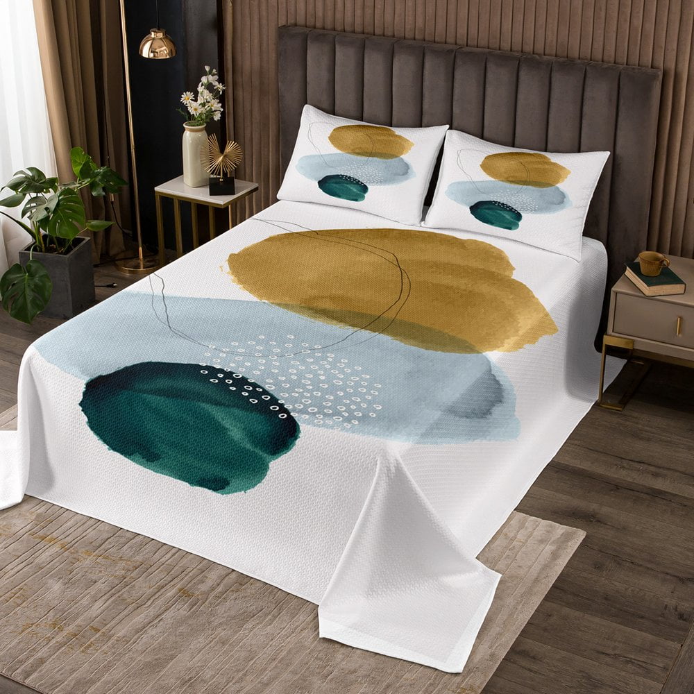 YST Geometric Queen Quilt Set Vintage Minimalism Coverlet Set, Mid ...