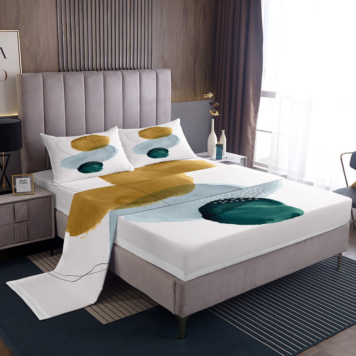 Geometric Queen Sheets Vintage Minimalism Bed Set, Mid Century Bed ...