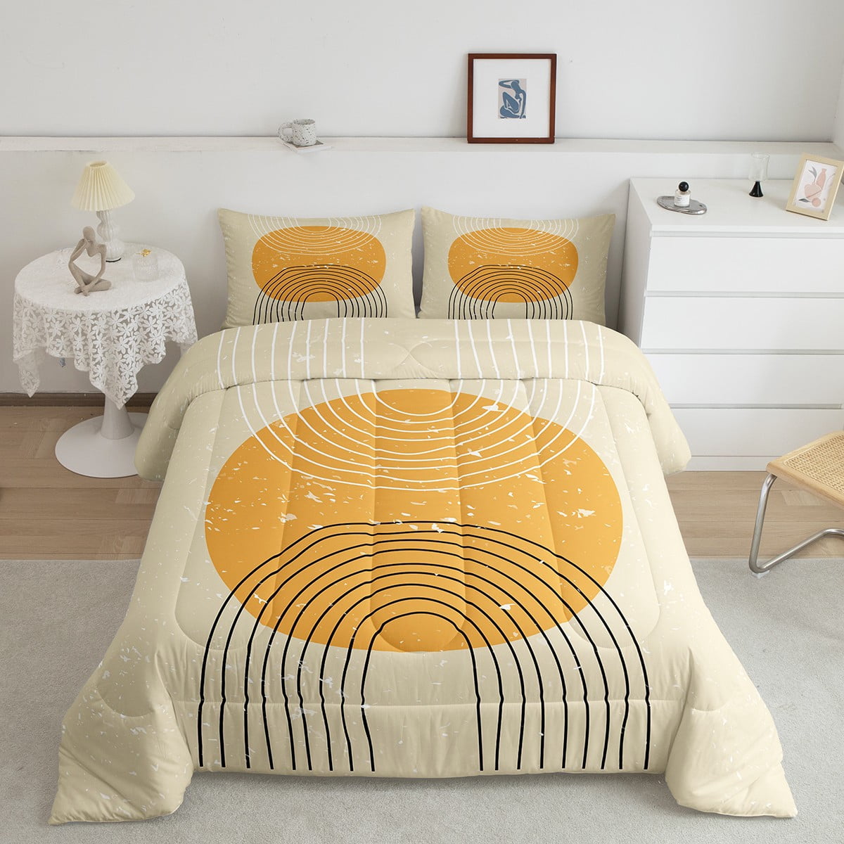 YST Geometric Stripe Comforter Set Queen Retro Aesthetic Bedding Set ...