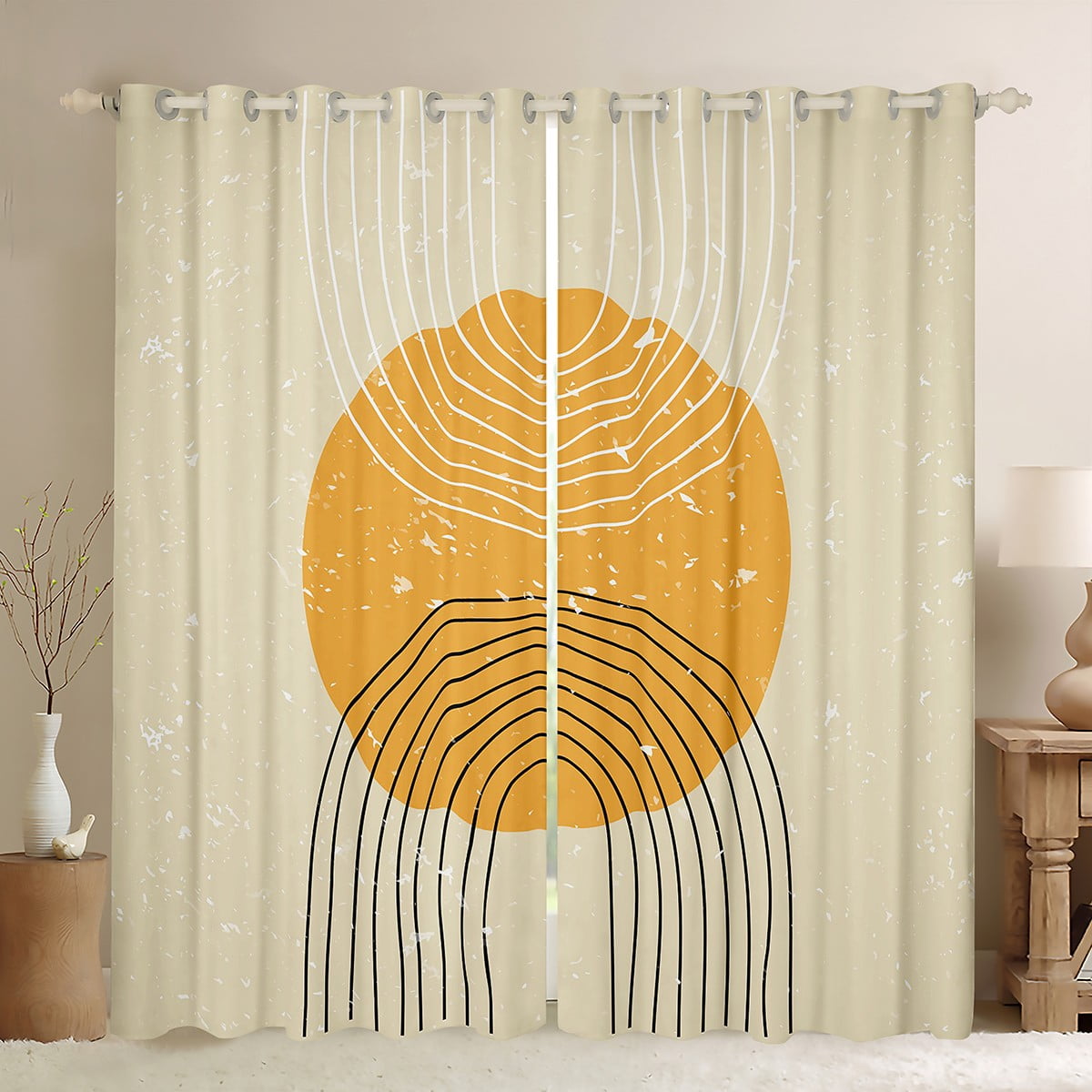 YST Geometric Stripe Curtains & Drapes Retro Aesthetic Blackout ...