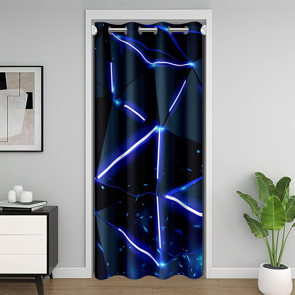 Geometry Door Drape 42"W X 80"L,Lightning Triangle Door Curtain For ...