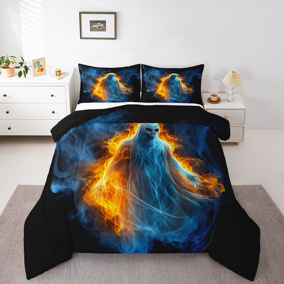 Erosebridal Ghost King Size Comforter Set, Halloween Spooky Gothic ...